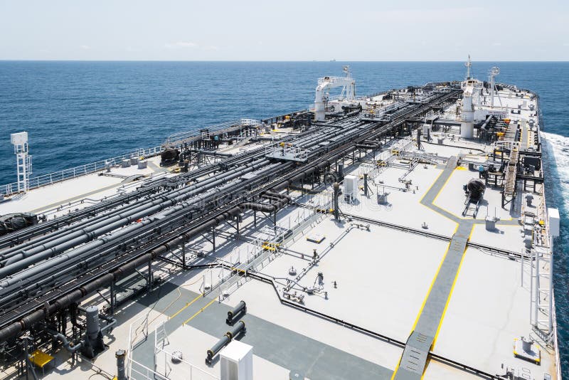 Tanker Cargo Deck with Pipeline - Background. Stock Photo - Image of ...