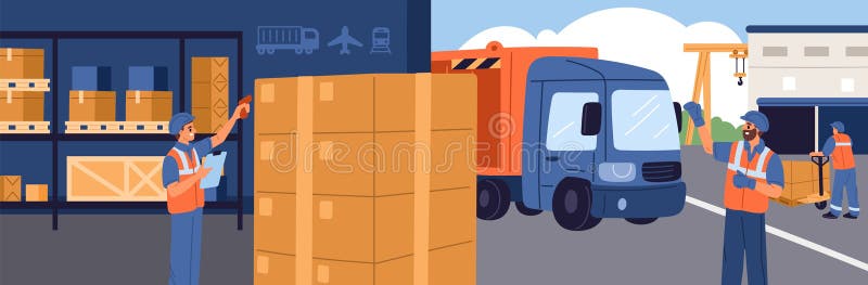 Cargo Delivery. Goods Loading and Distribution Process. Logistics Hub ...