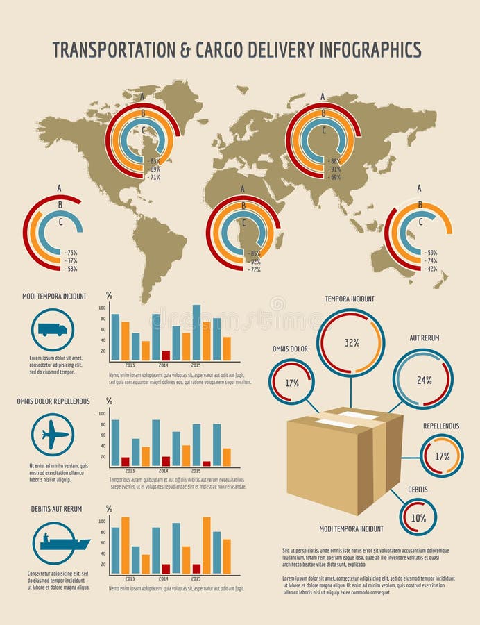 Cargo Delivery Infographics Template Stock Vector - Illustration of ...