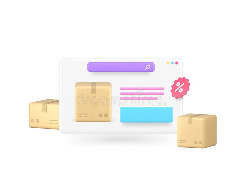 Cargo Delivery Postal Parcel Shipping Internet Browser Web Page Sale ...