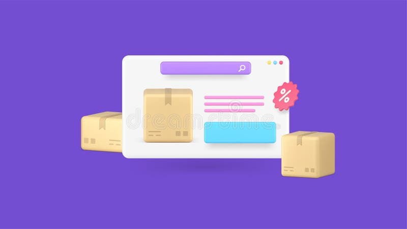 Cargo Delivery Postal Parcel Shipping Internet Browser Web Page Sale ...