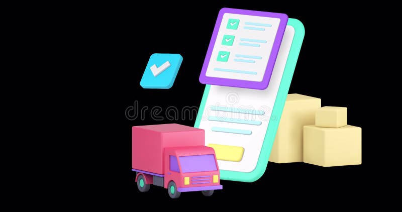 Cargo Delivery Service Smartphone Application 3d Animation with Alpha ...