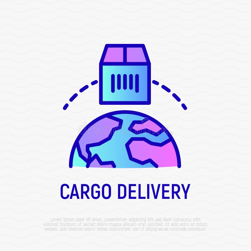 Logo for Cargo Delivery Service Thin Line Icon: Truck with Box ...