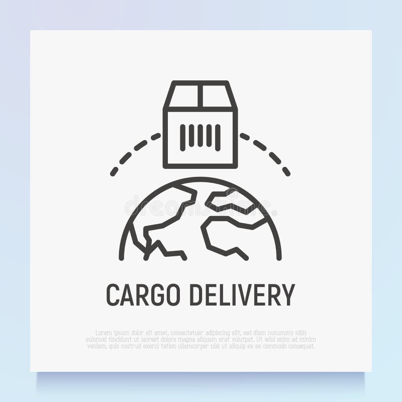 Logo for Cargo Delivery Service Thin Line Icon: Truck with Box ...