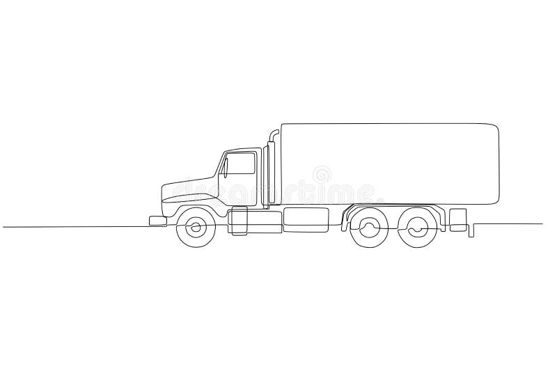 Semi Truck Line Drawing