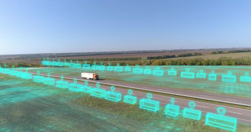 Cargo Delivery by Trucks Concept. Smart Cargo Delivery. Boxes with ...