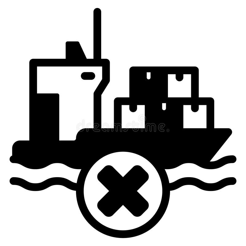 Cargo Delivery Vessel Forbidden Solid Icon, Global Sanctions Concept ...