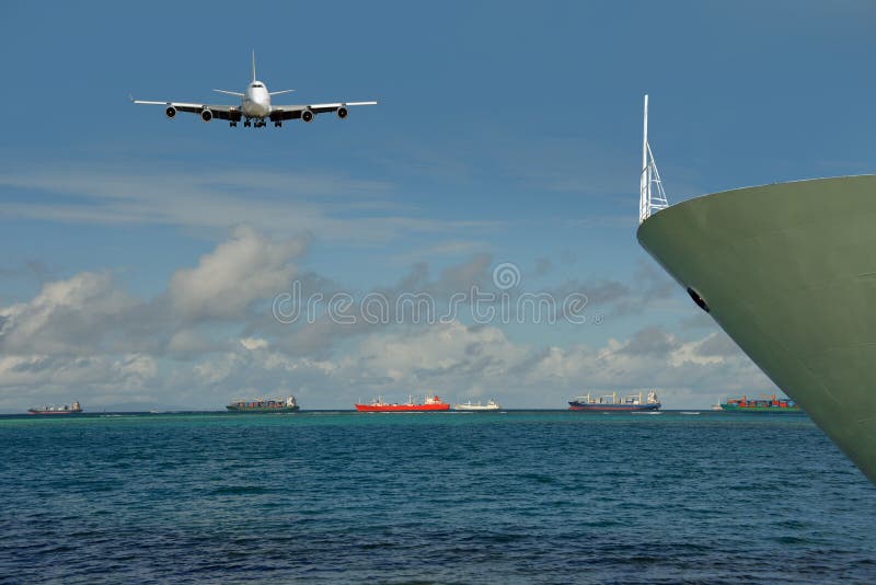 Cargo, Depaturing & Arriving. Ships, Plane Stock Image - Image of ...