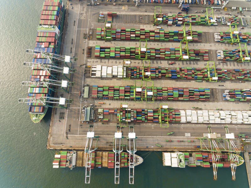 Cargo Dock and Container Ship Stock Photo - Image of industry, port ...