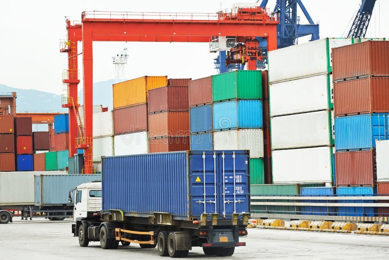 Cargo Dock Terminal with Sea Containers Stock Image - Image of custom ...