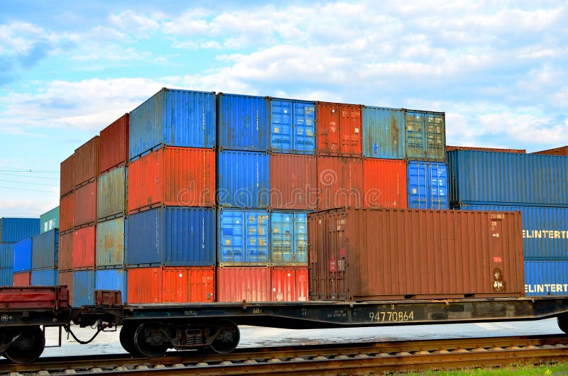 Cargo Dock Terminal with Sea Containers. Editorial Stock Photo - Image ...
