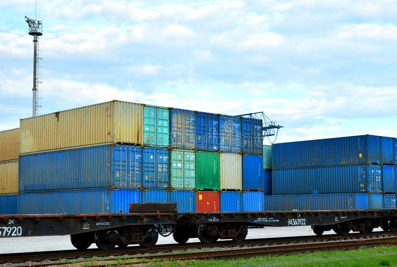 Cargo Dock Terminal with Sea Containers. Editorial Stock Image - Image ...