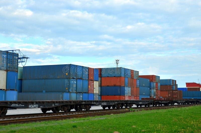 Cargo Dock Terminal with Sea Containers. Stock Photo - Image of chain ...
