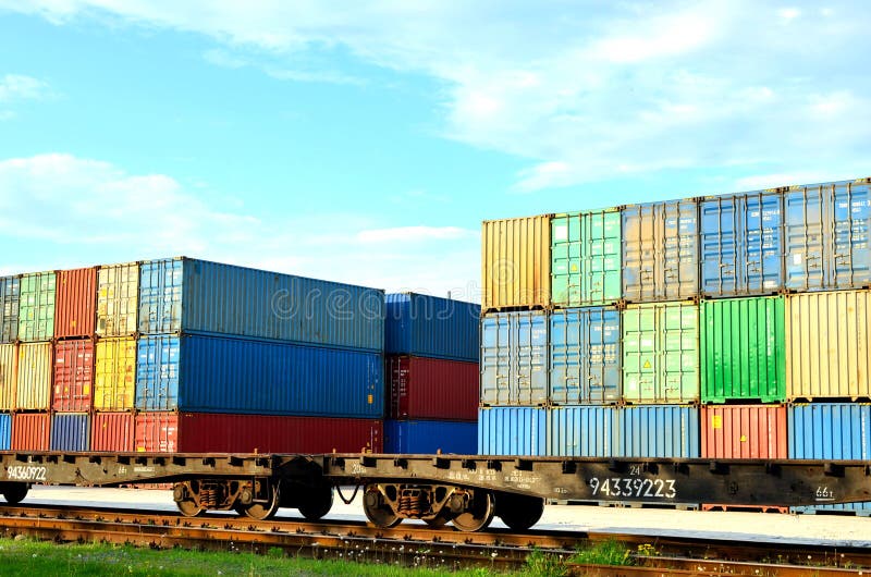Cargo Dock Terminal with Sea Containers. Stock Photo - Image of port ...