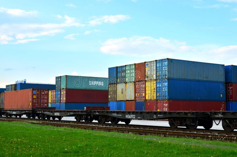 Cargo Dock Terminal with Sea Containers. Stock Photo - Image of global ...