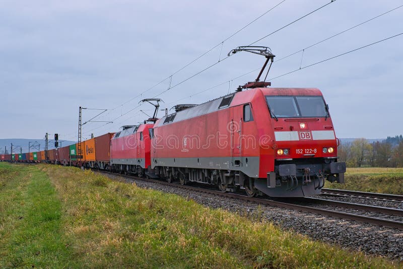 Cargo Electric Train Traveling through a Rural Landscape Editorial ...