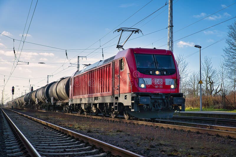 Cargo Electric Train Traveling through a Rural Landscape Editorial ...