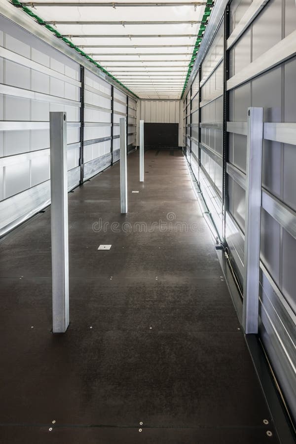 Cargo Empty Semi-trailer with a Clean Floor, Stock Photo - Image of ...
