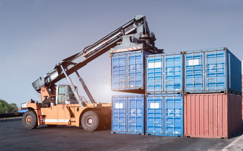 Cargo Forklift Handling Container Stock Image - Image of industrial ...