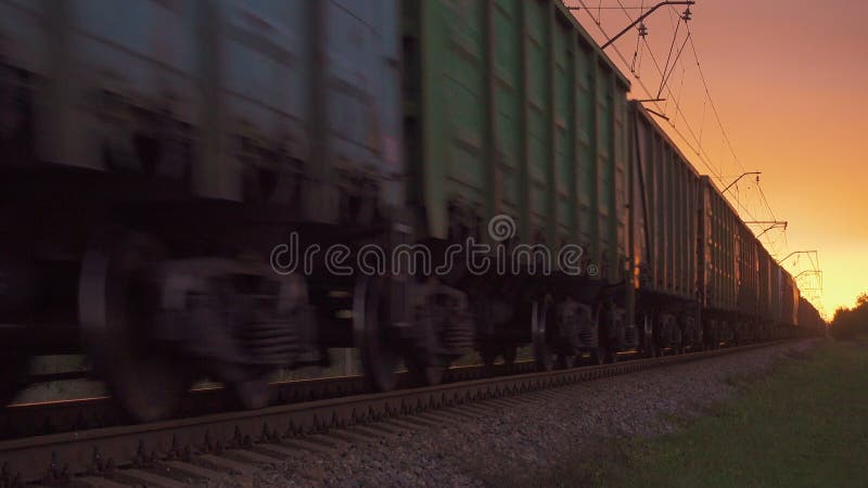 Cargo Freight Container Train in the Evening Railroad Stock Video ...