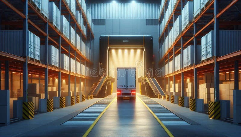 Cargo Gate and Unloading Ramp at Busy Logistics Center AI Stock Image ...