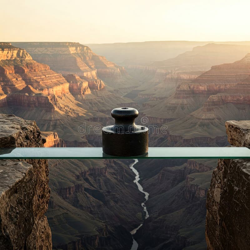 Cargo on a Glass Slab Over the Canyon. Stock Image - Image of mass ...