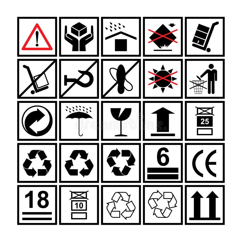 Packaging Handling symbols stock vector. Illustration of symbol - 7386426