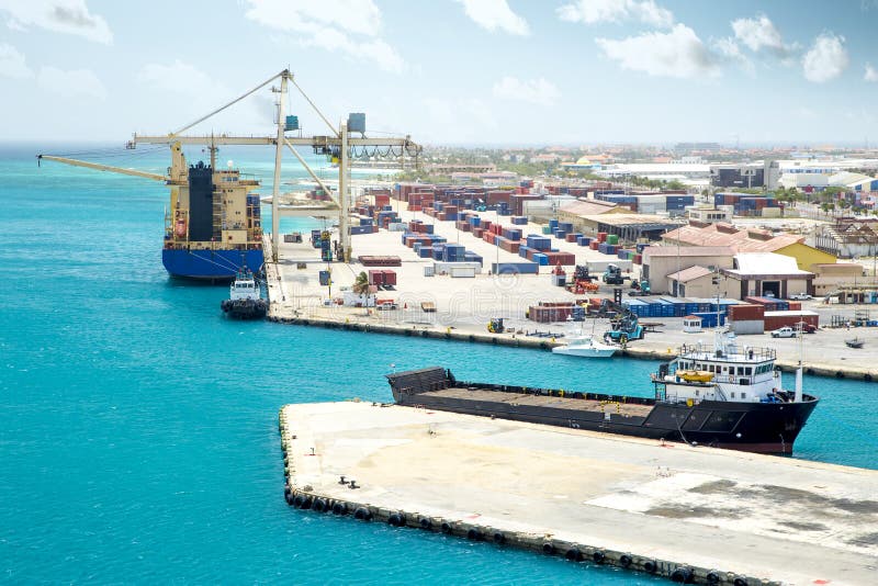 Cargo harbor on Aruba stock image. Image of load, industrial - 58944967