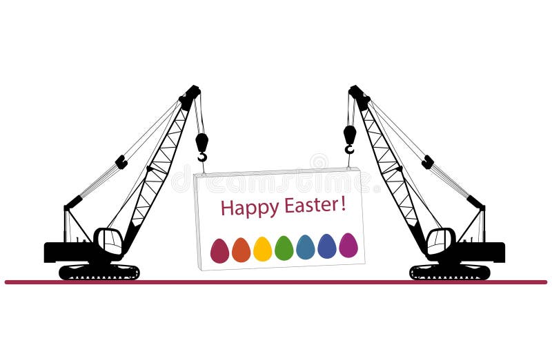 The Cargo is Held by Two Self-propelled Construction Cranes. Happy ...