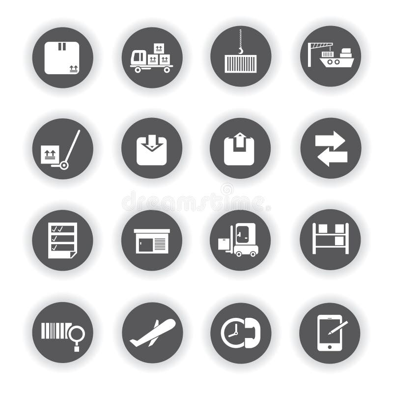 Cargo icons, round buttons stock illustration. Illustration of crane ...