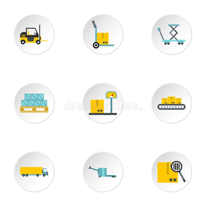 Cargo Icons Set, Flat Style Stock Vector - Illustration of order, goods ...