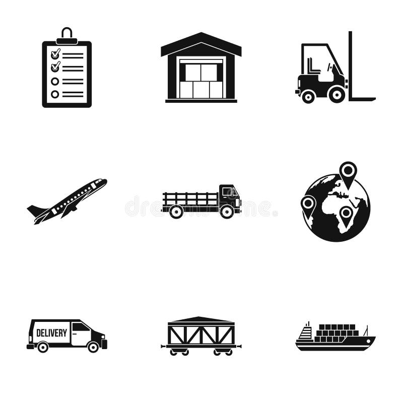 Cargo Icons Set, Simple Style Stock Vector - Illustration of business ...