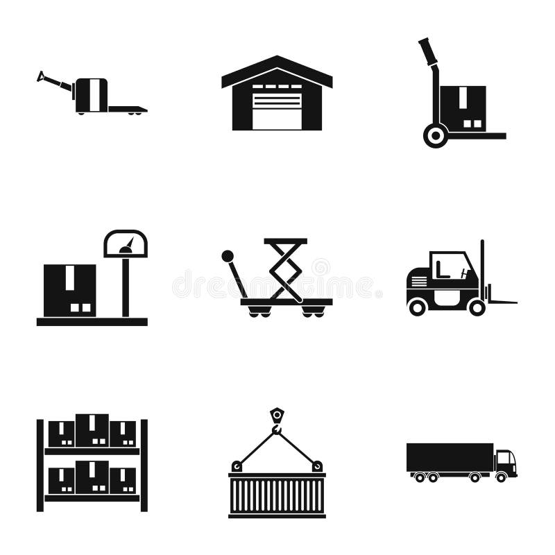 Cargo Icons Set, Simple Style Stock Illustration - Illustration of ...