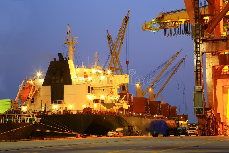 Cargo Industrial Steel Ship in the Harbor Editorial Photo - Image of ...