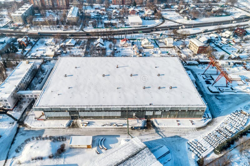 Cargo Industrial Warehouse, Sunny Winter Day. Stock Photo - Image of ...