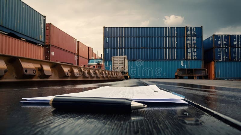 Cargo Insurance for Container Transportation. . Stock Image - Image of ...