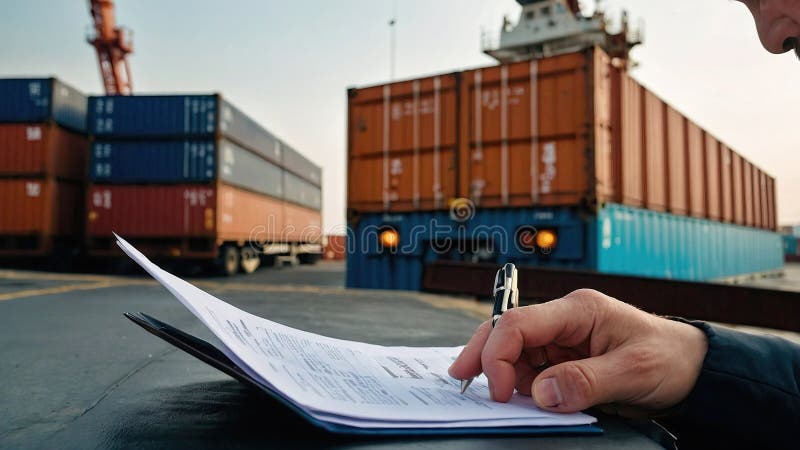 Cargo Insurance for Container Transportation. . Stock Photo - Image of ...