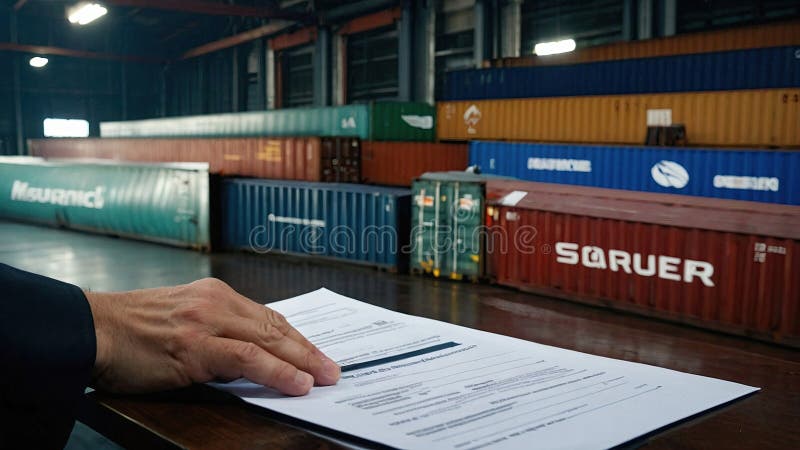 Cargo Insurance for Container Transportation. . Stock Image - Image of ...