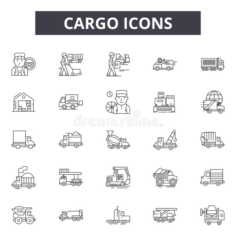 Cargo Line Icons, Signs, Vector Set, Outline Illustration Concept Stock ...
