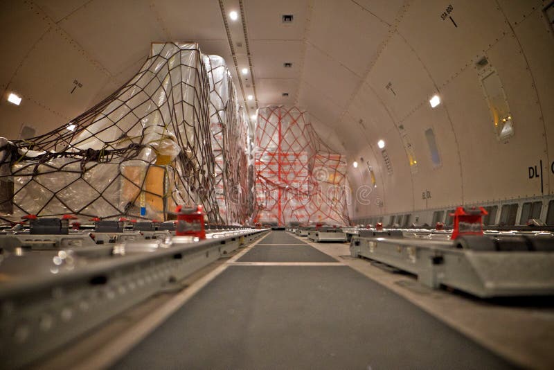 Cargo Load Inside an Airplane Stock Image - Image of deck, industry ...