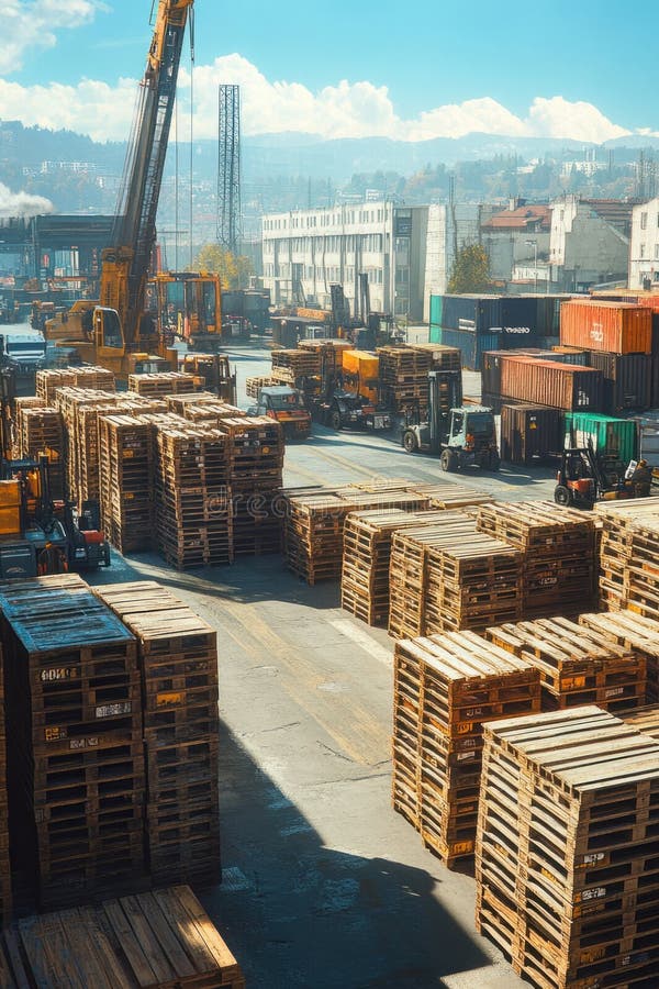 Cargo Loading Dock, a Bustling Cargo Loading Dock, Featuring Workers ...