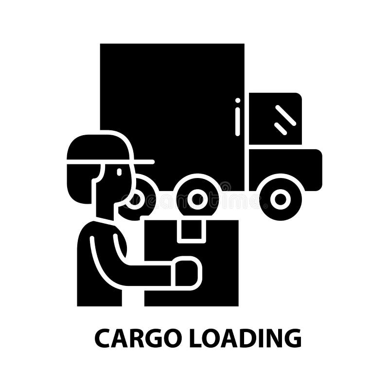 Cargo Loading Icon, Black Vector Sign with Editable Strokes, Concept ...