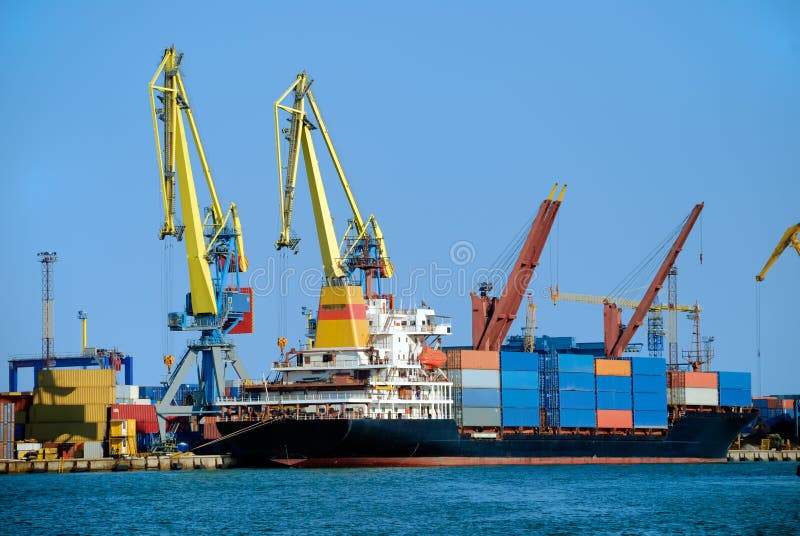 Cargo loading in the port stock photo. Image of sail, quay - 6289612
