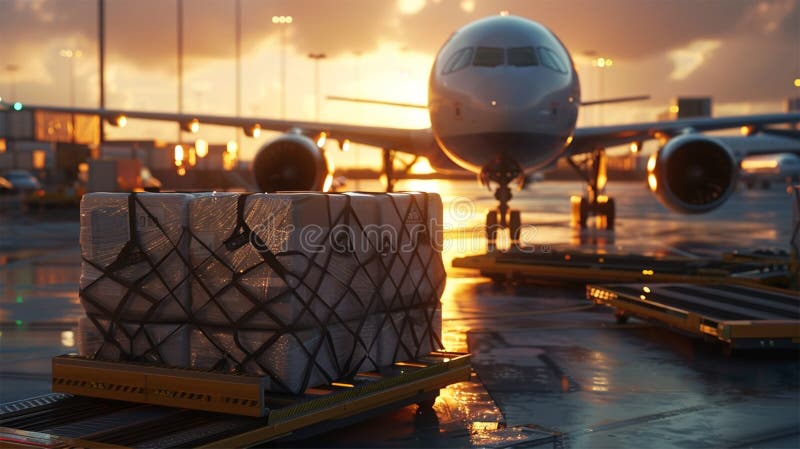 Cargo Loading at Sunset stock illustration. Illustration of supply ...