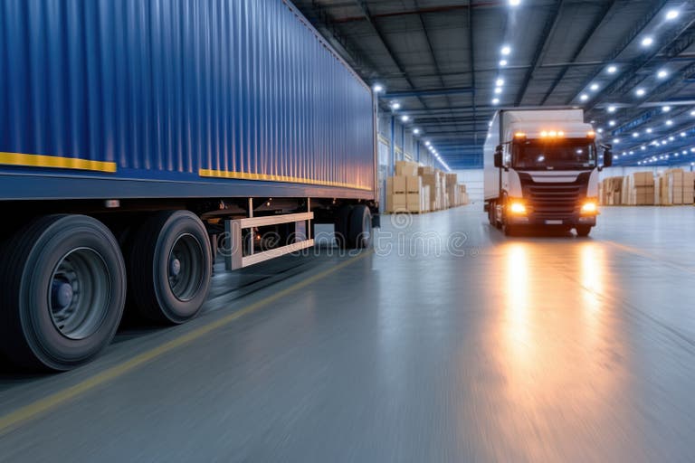 Cargo Loading and Unloading Truck in Warehouse, Cargo Freight ...