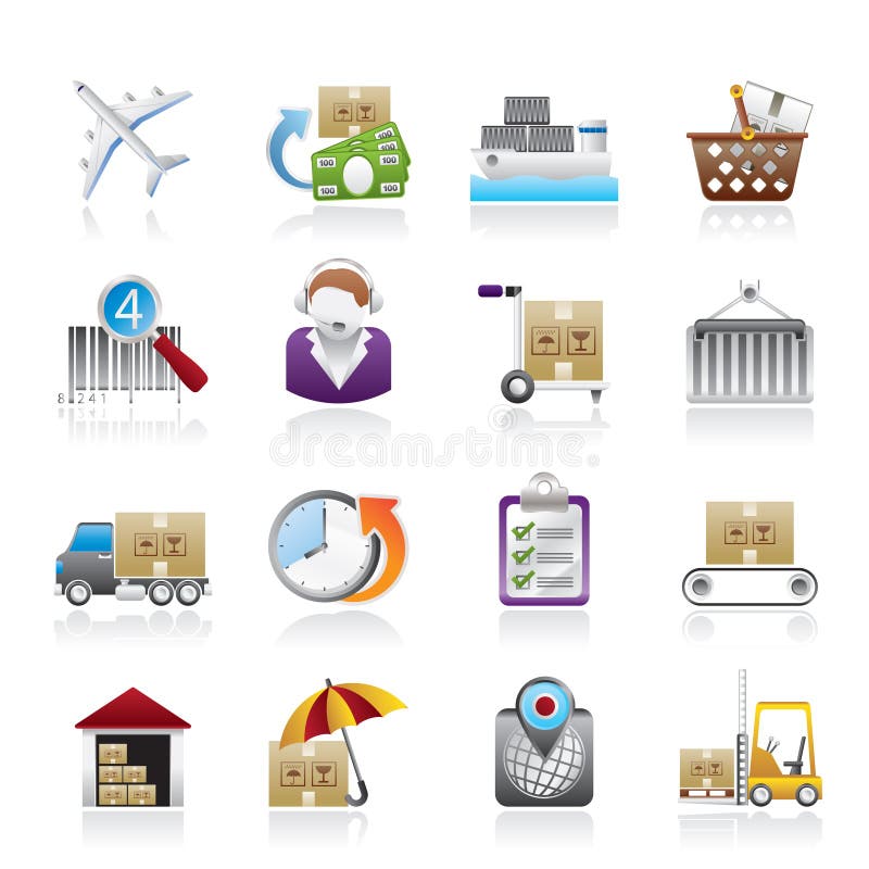 Cargo, Logistic and Shipping Icons Stock Vector - Illustration of ...