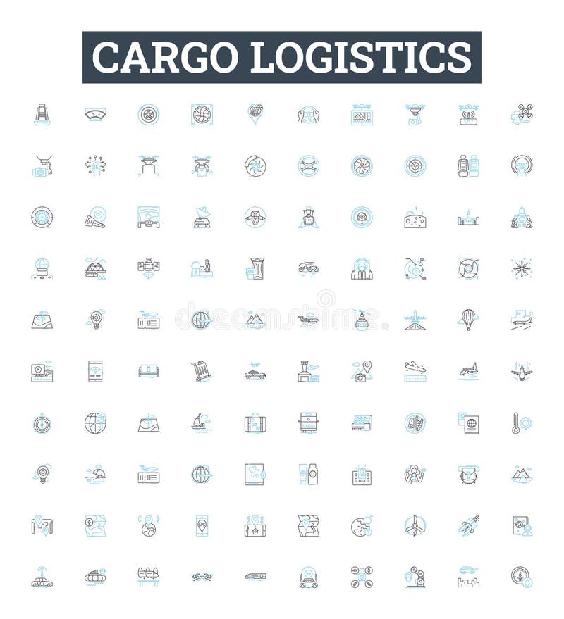 Cargo Logistics Vector Line Icons Set. Shipping, Tracking, Distribution ...