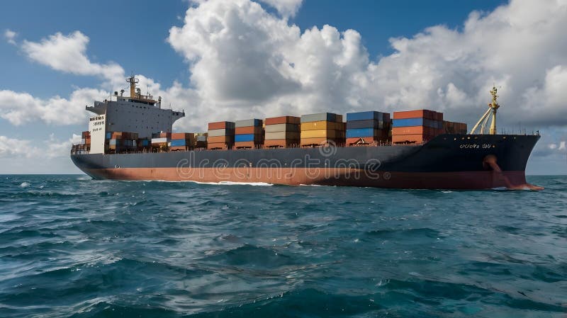 Cargo Marine Container Transport Ship Boat in the Ocean Stock ...