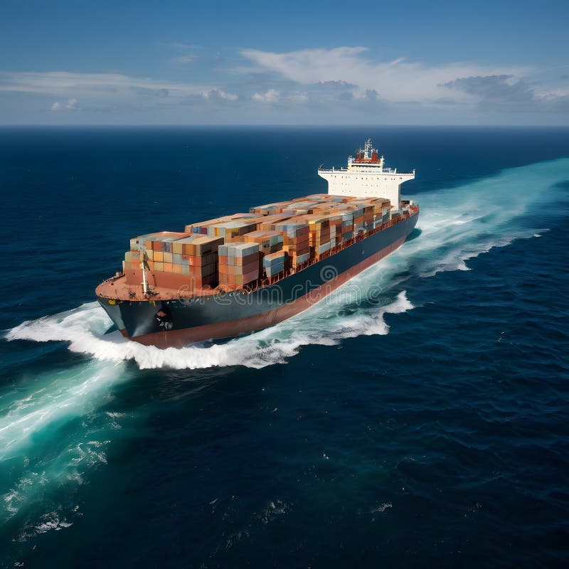 Cargo Marine Container Transport Ship Boat in the Ocean Stock ...