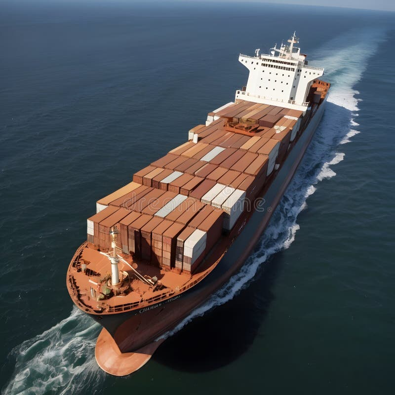 Cargo Marine Container Transport Ship in the Ocean Stock Illustration ...